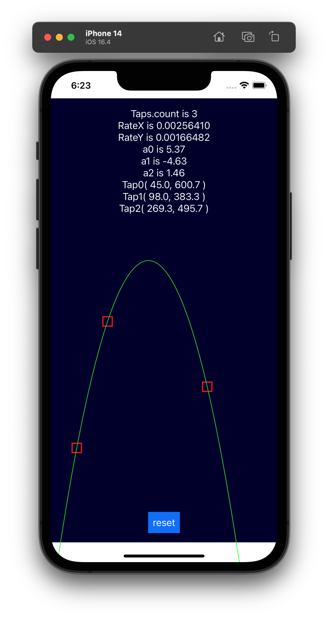 タップした3点を通過する2次曲線を描画する | GazoYaro